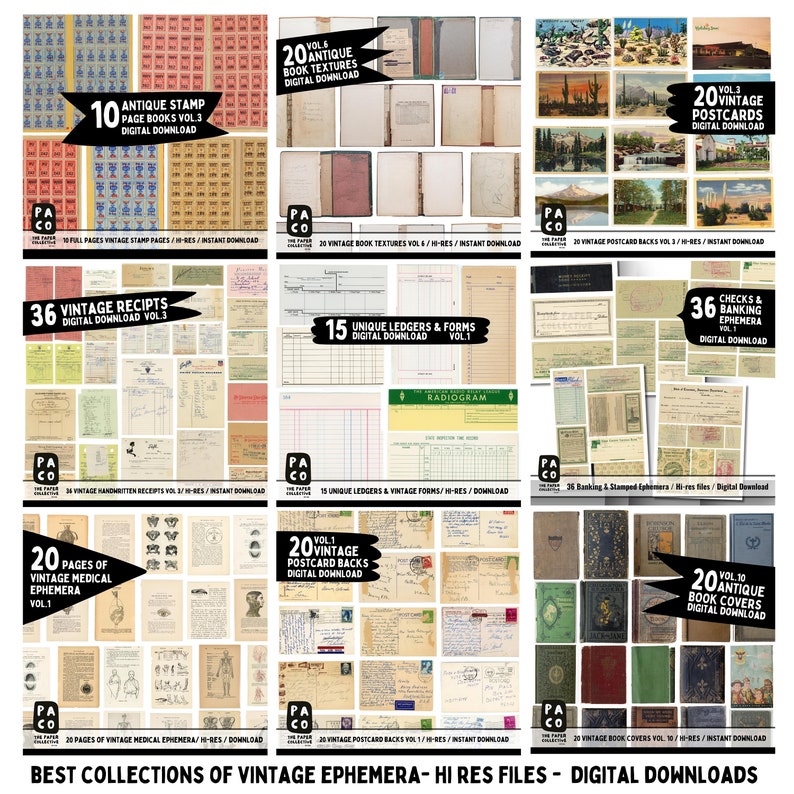 Ephemera Bundle, Vintage Ledger Paper, Farm Ephemera for Instant ...