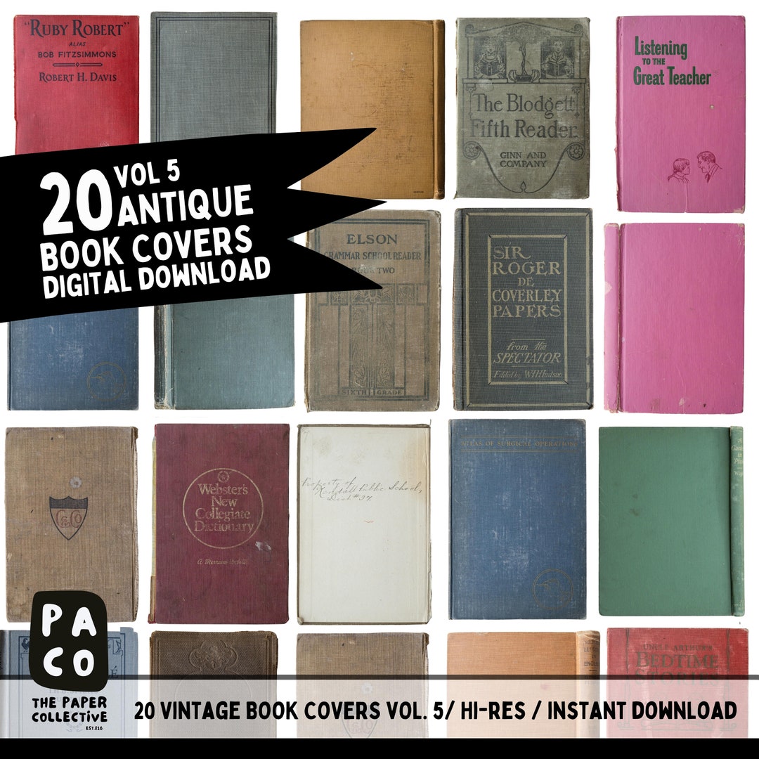 Ephemera Bundle, 10 Vintage Book Covers for Instant Download ...