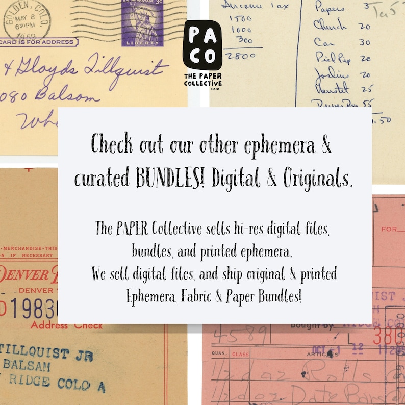 Ephemera Receipt Bundle, Vintage Receipts, Antique Books, Instant ...