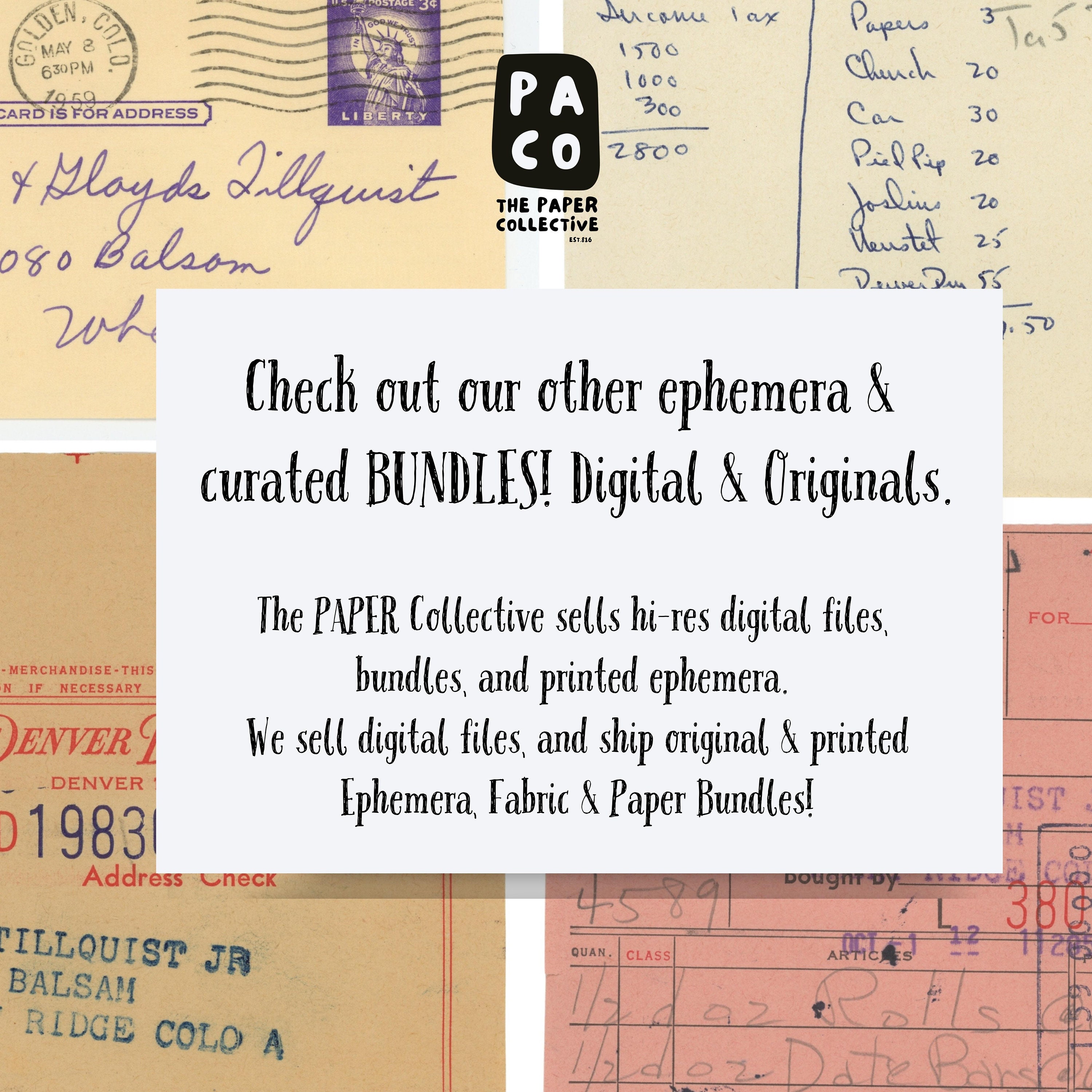 Ephemera Receipt Bundle, Vintage Receipts, Antique Books, Instant ...