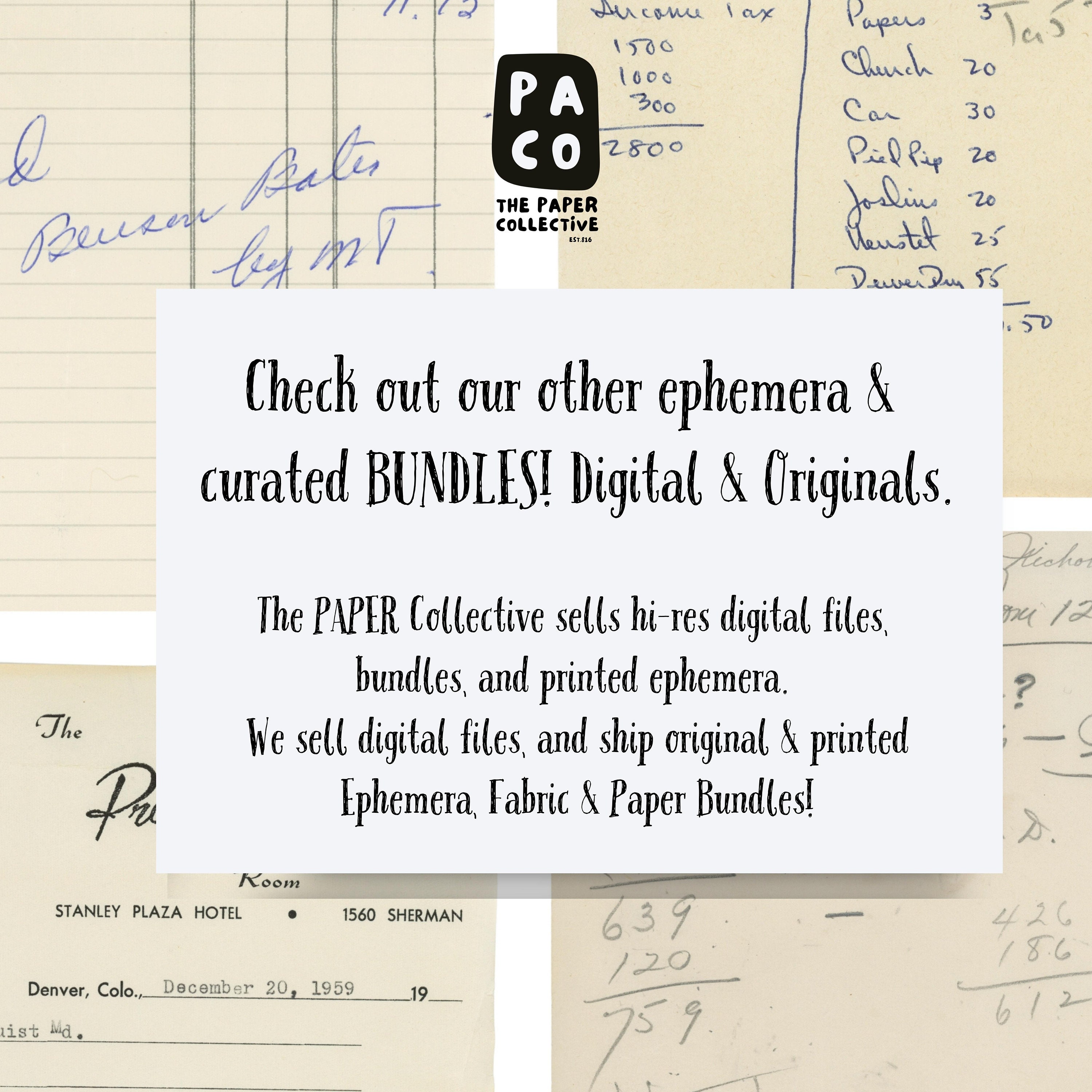 Ephemera Receipt Bundle, 36 Vintage Handwriten Receipts, Instant ...