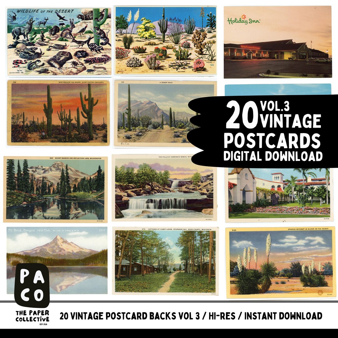 Ephemera Bundle, 20 Vintage Postcards for Instant Download, Antique ...
