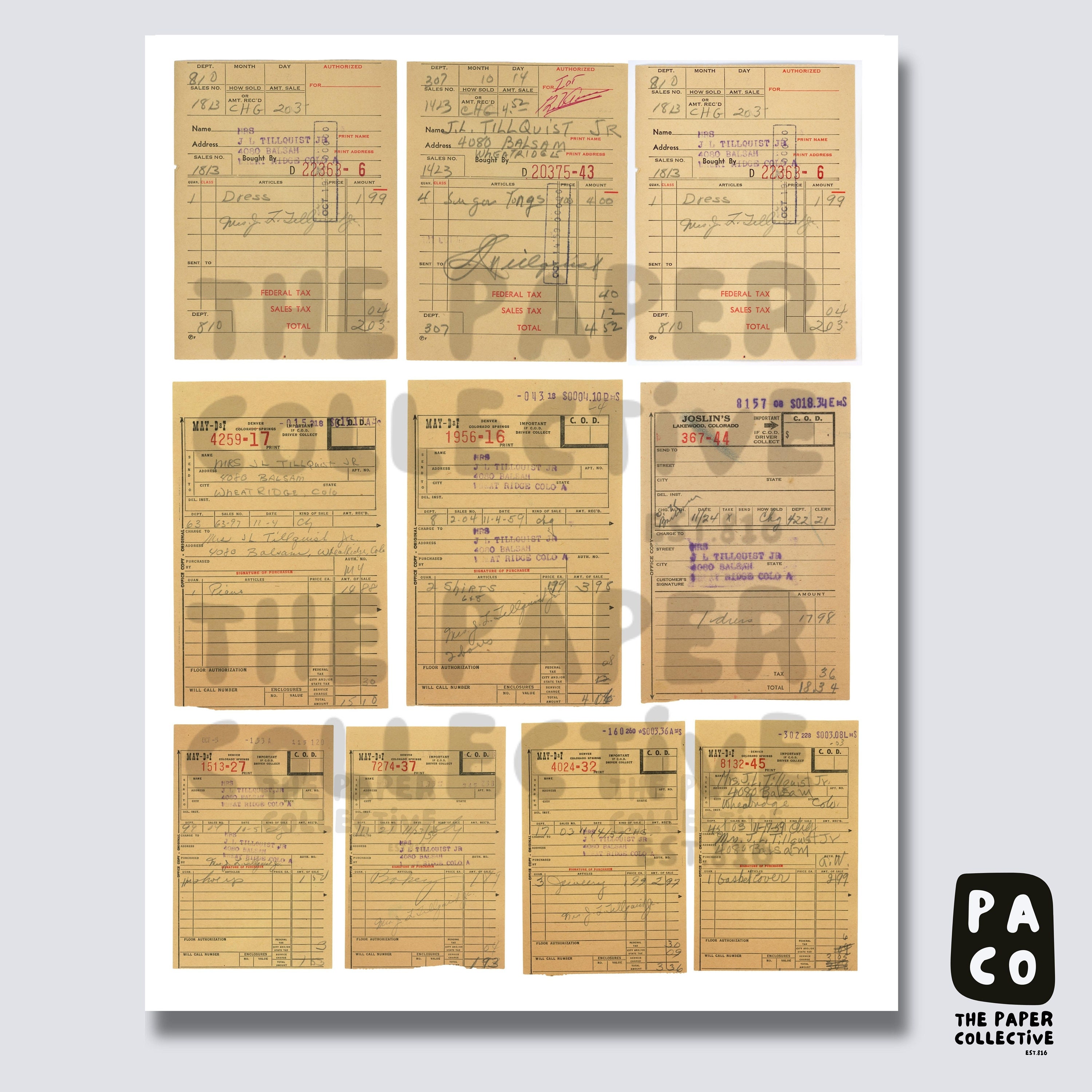 Ephemera Receipt Bundle, Vintage Receipts, Antique Books, Instant ...