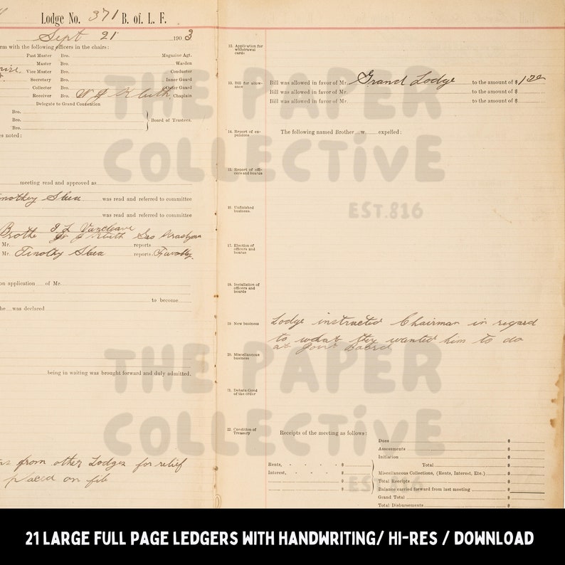 Vintage Ledger Paper Ephemera Bundle, Antique Journal Kit (digital ...