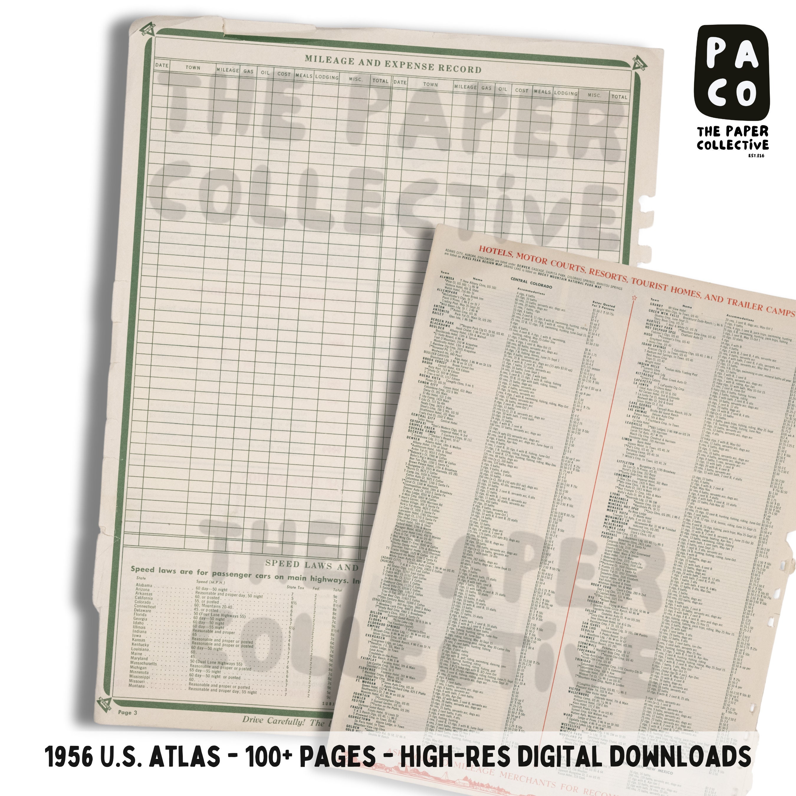 Ephemera Bundle, Vintage Ledger Paper, 1950's ATLAS for Instant ...
