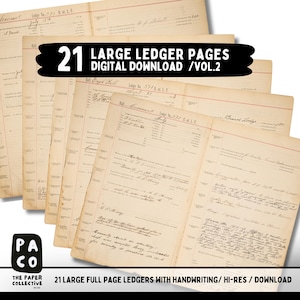 Ephemera Bundle, Vintage Ledger Paper, Antique Forms for Instant ...