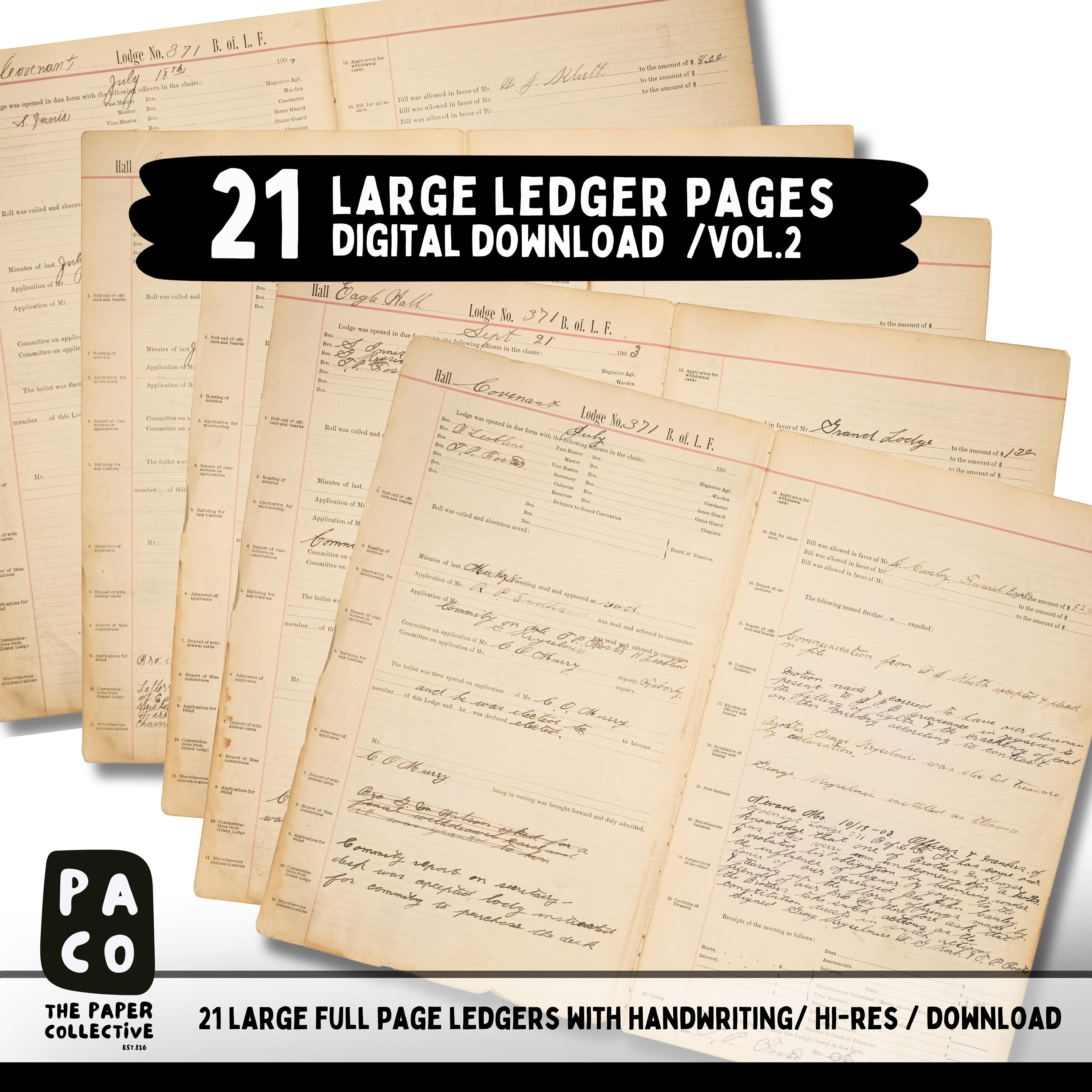 Ephemera Bundle, Vintage Ledger Paper, Antique Forms for Instant ...