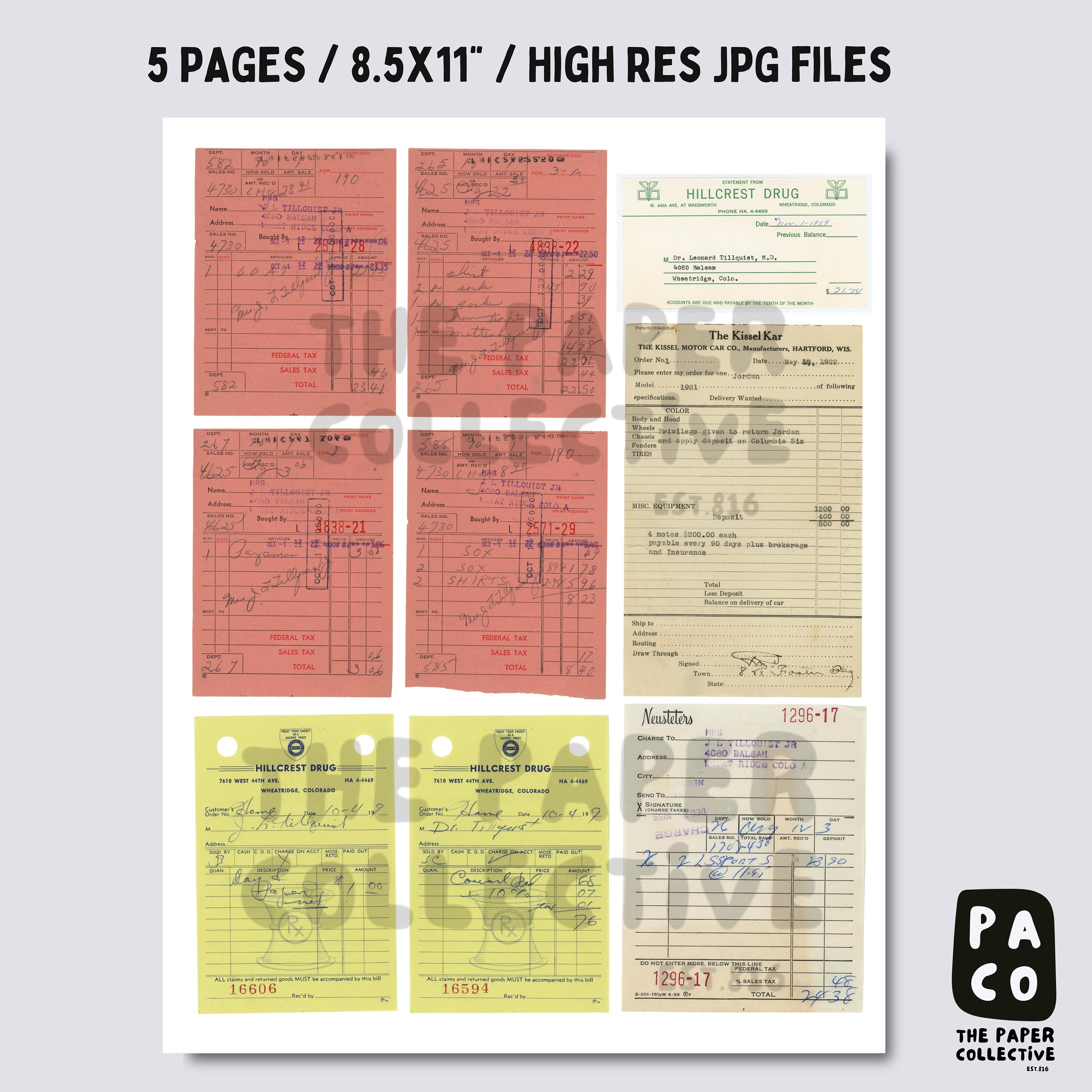 Ephemera Receipt Bundle, 36 Vintage Handwriten Receipts, Instant ...