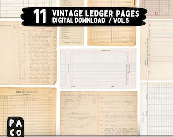 Ephemera Bundle, Vintage Ledger Paper, Antique Forms for Instant ...