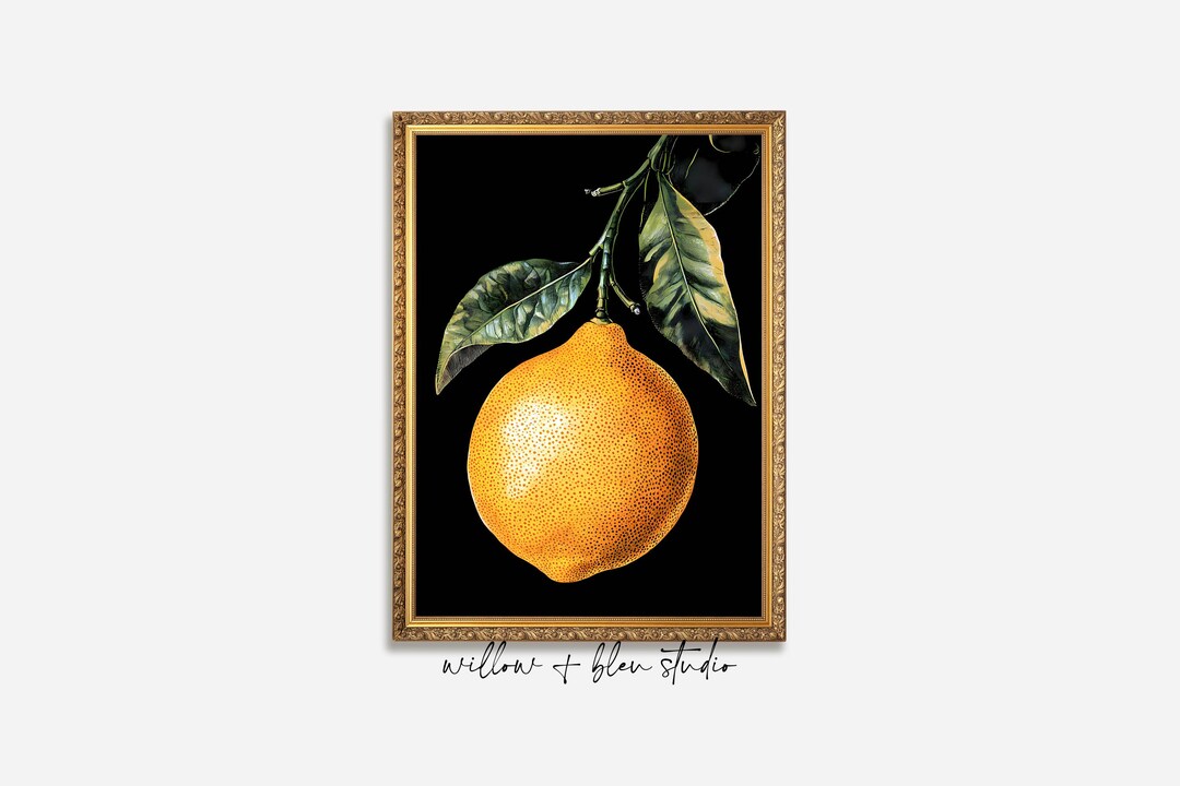 Moody Lemon Painting, Dark Botanical Printable Wall Art, Fruit Poster ...