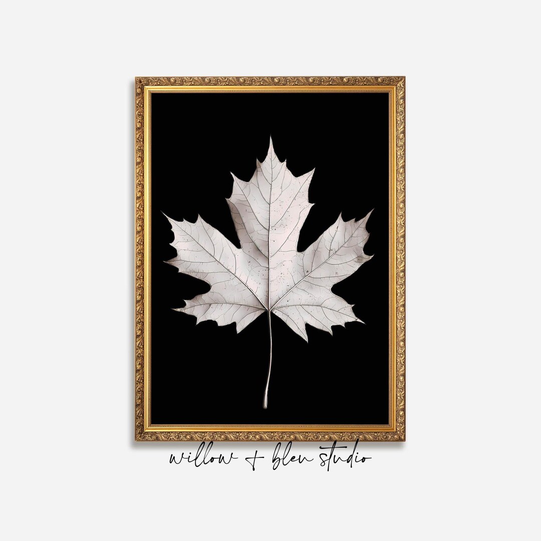 Moody Autumn Leaf Print: Black & White Minimalist Fall Decor (printable ...