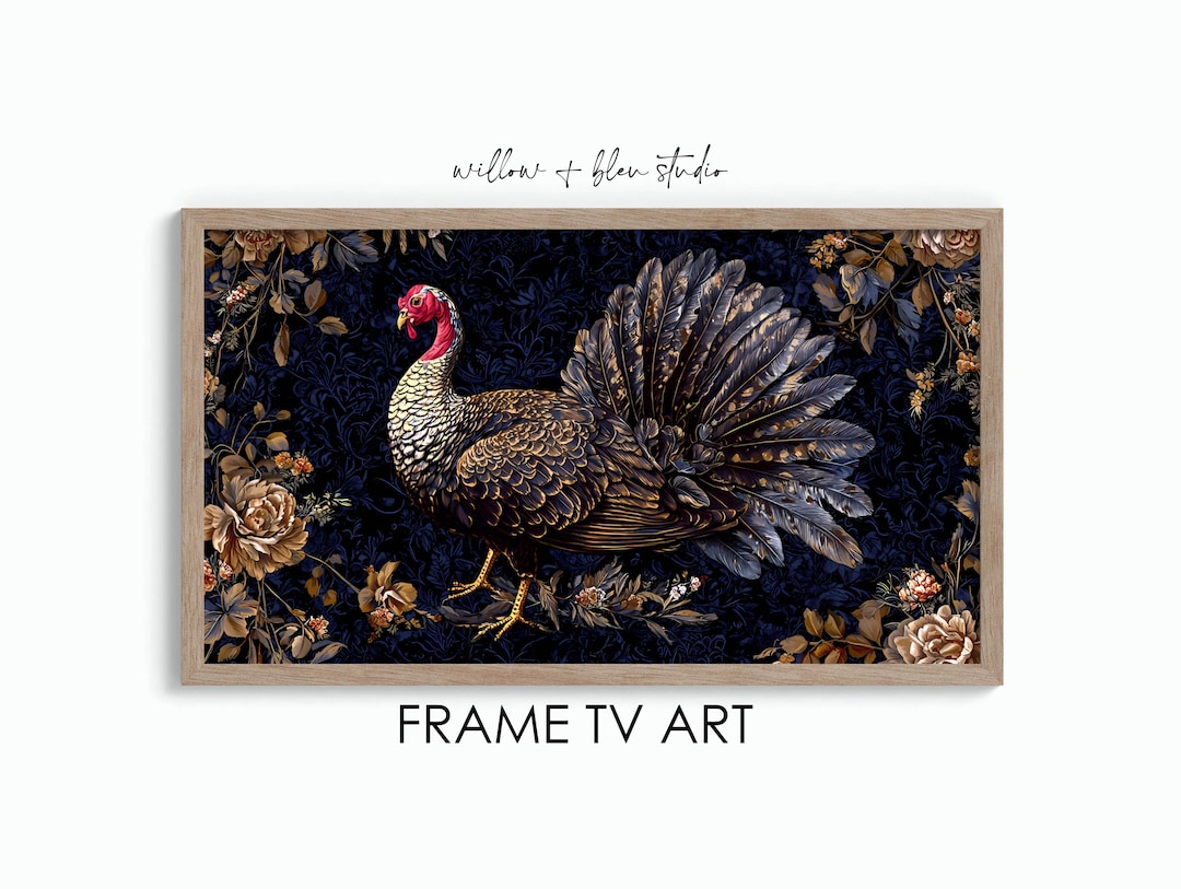 Vintage Turkey Frame TV Art: Moody Thanksgiving Floral (JPG) - Etsy