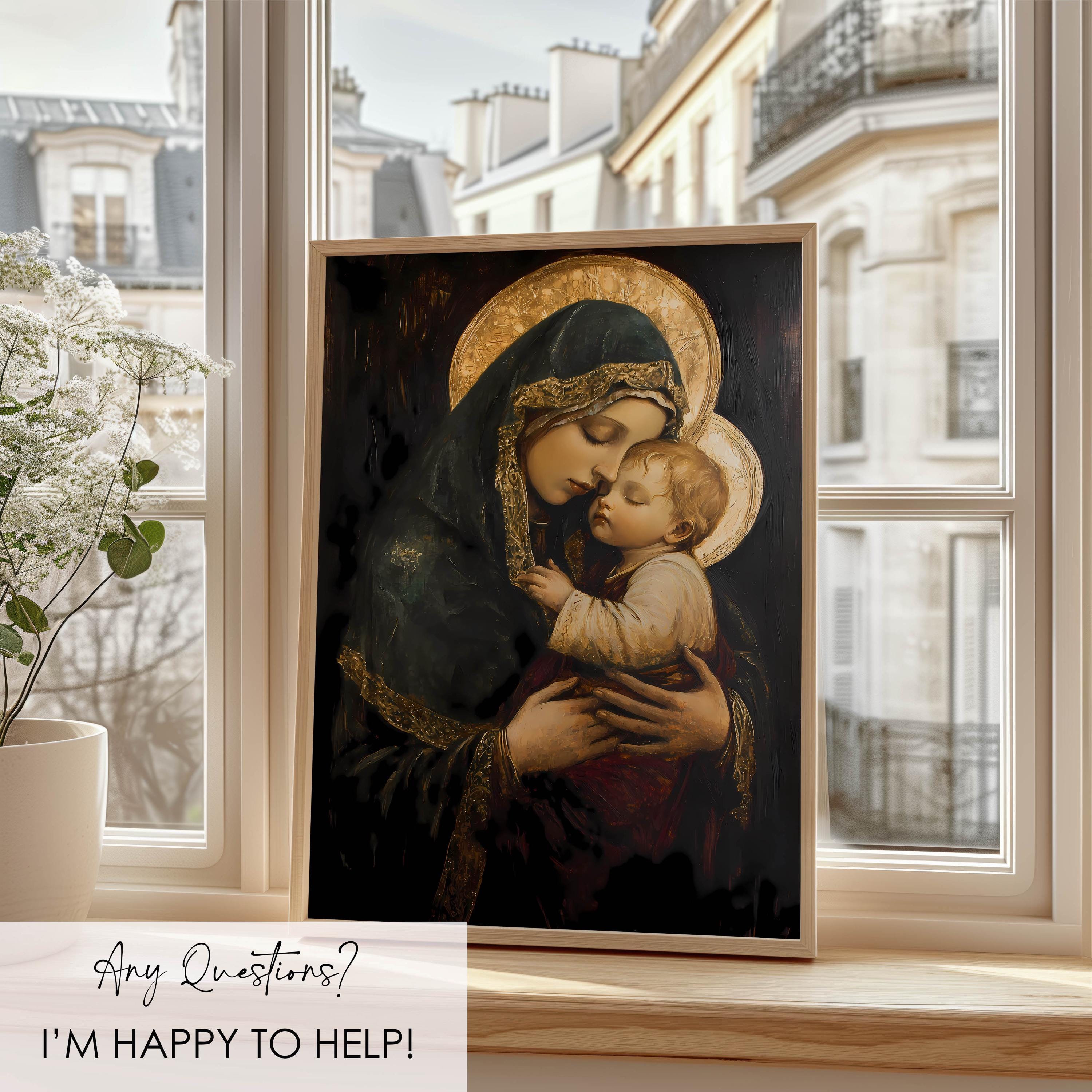 Vintage Nativity Print: Mary, Jesus, Madonna - Biblical Christmas Decor ...