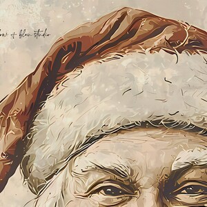 Neutral Rustic Santa Claus Printable Wall Art, Festive Christmas Winter ...