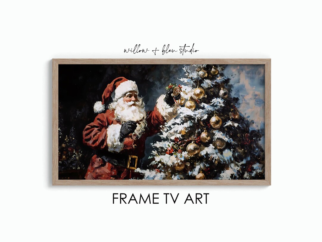 Vintage Santa Christmas Tree Frame TV Art (JPG) - Etsy