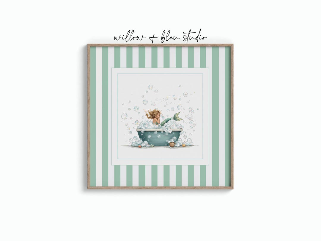 Mermaid Bubble Bath Printable, Whimsical Coastal Bathroom Decor ...