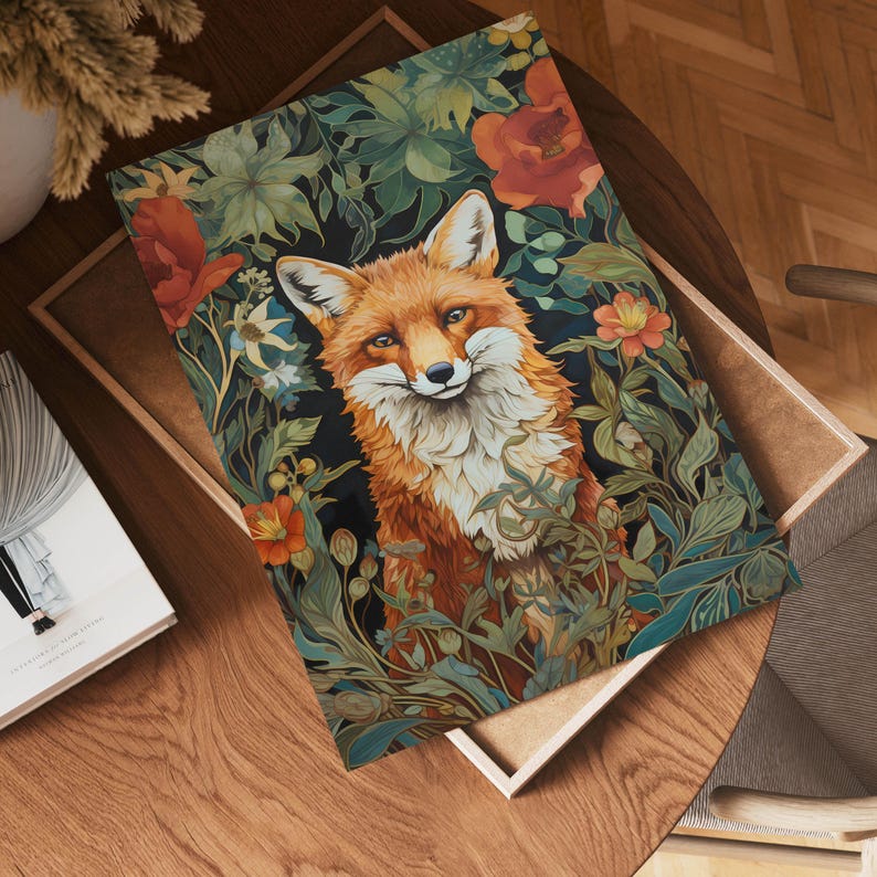 William Morris Fox Printable, Vintage Woodland Botanical Art, Rustic ...