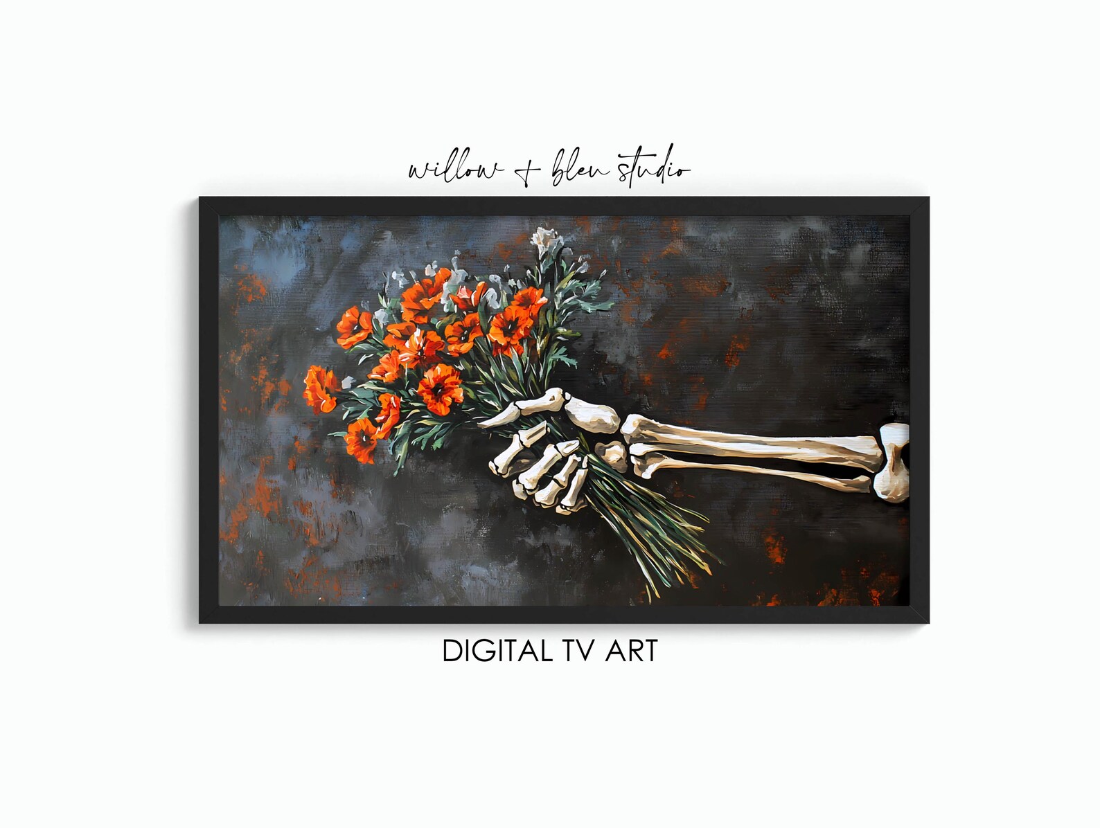 Halloween Frame Tv Art Spooky Skeleton Hand, Macabre Gothic Moody ...