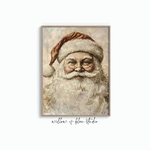 Neutral Rustic Santa Claus Printable Wall Art, Festive Christmas Winter ...