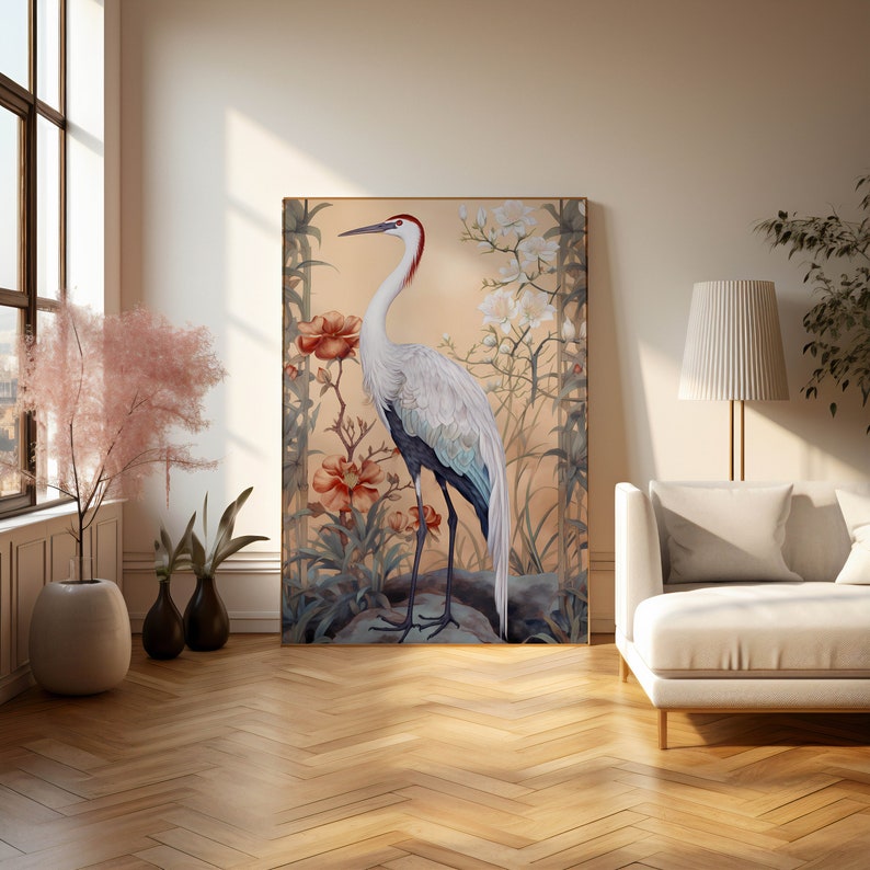 Printable William Morris Heron Wall Art, Maximalist Rococo Chinoiserie ...