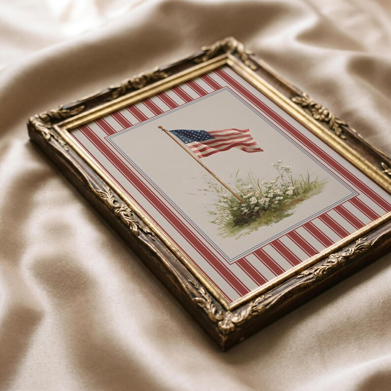 Vintage American Flag Printable, Classic Patriotic Americana Art ...
