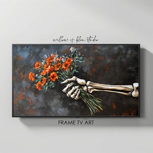 Halloween Frame Tv Art Spooky Skeleton Hand, Macabre Gothic Moody ...