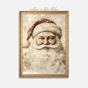 Neutral Rustic Santa Claus Printable Wall Art, Festive Christmas Winter ...