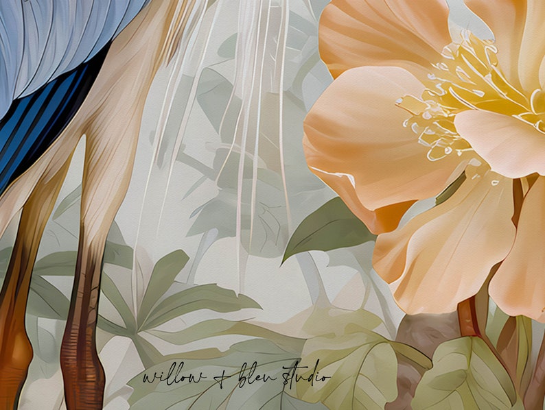 Printable Rococo Chinoiserie Wall Art William Morris Blue Heron Print ...