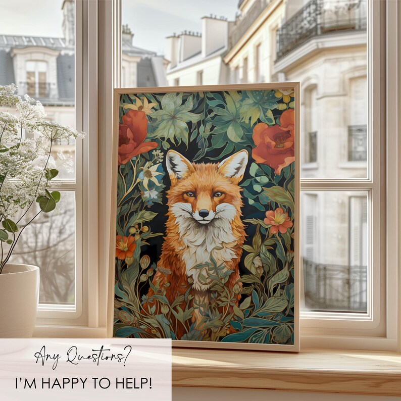 William Morris Fox Printable, Vintage Woodland Botanical Art, Rustic ...
