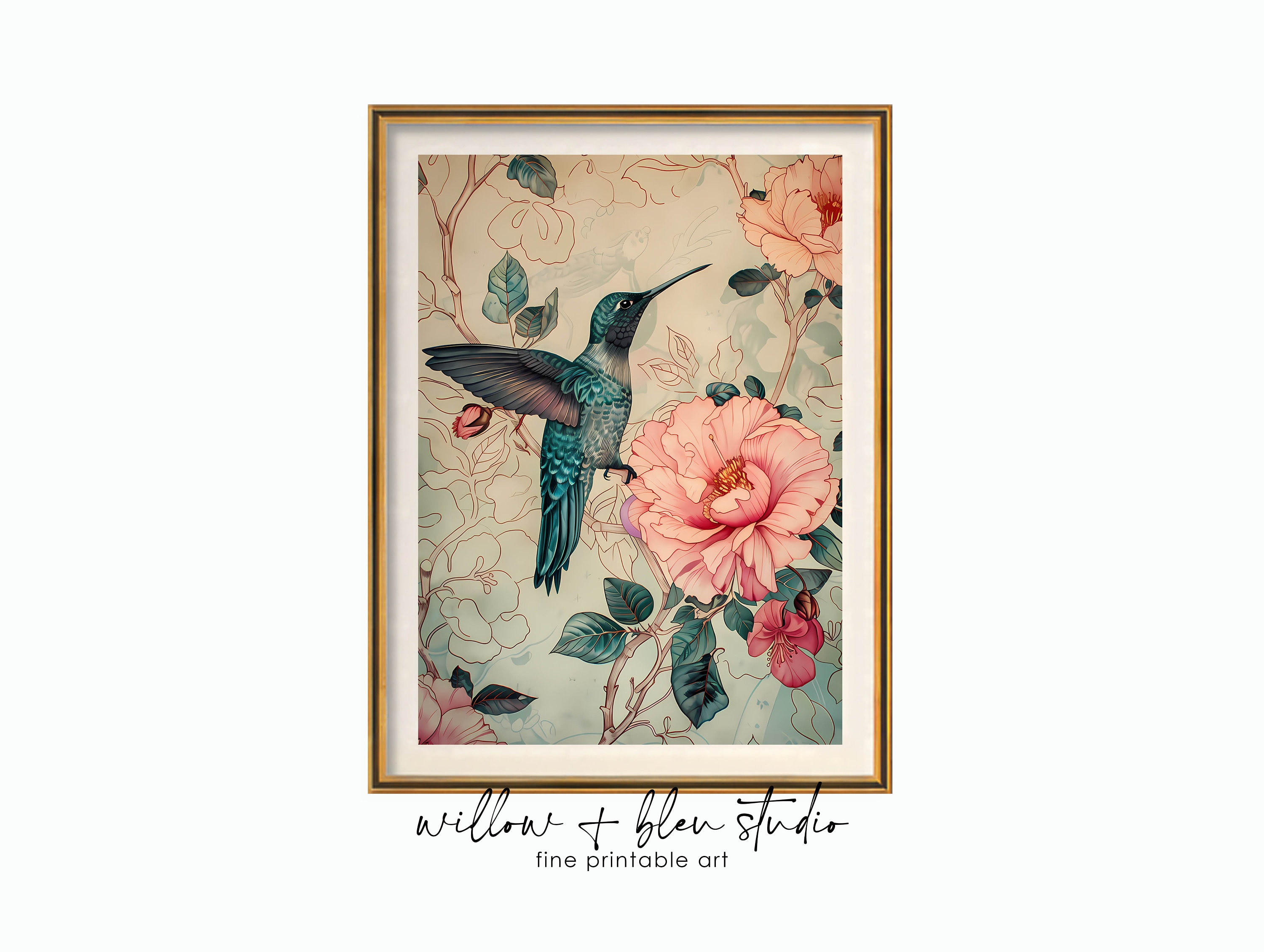 William Morris Printable Hummingbird Wall Art Digital Download Rococo ...