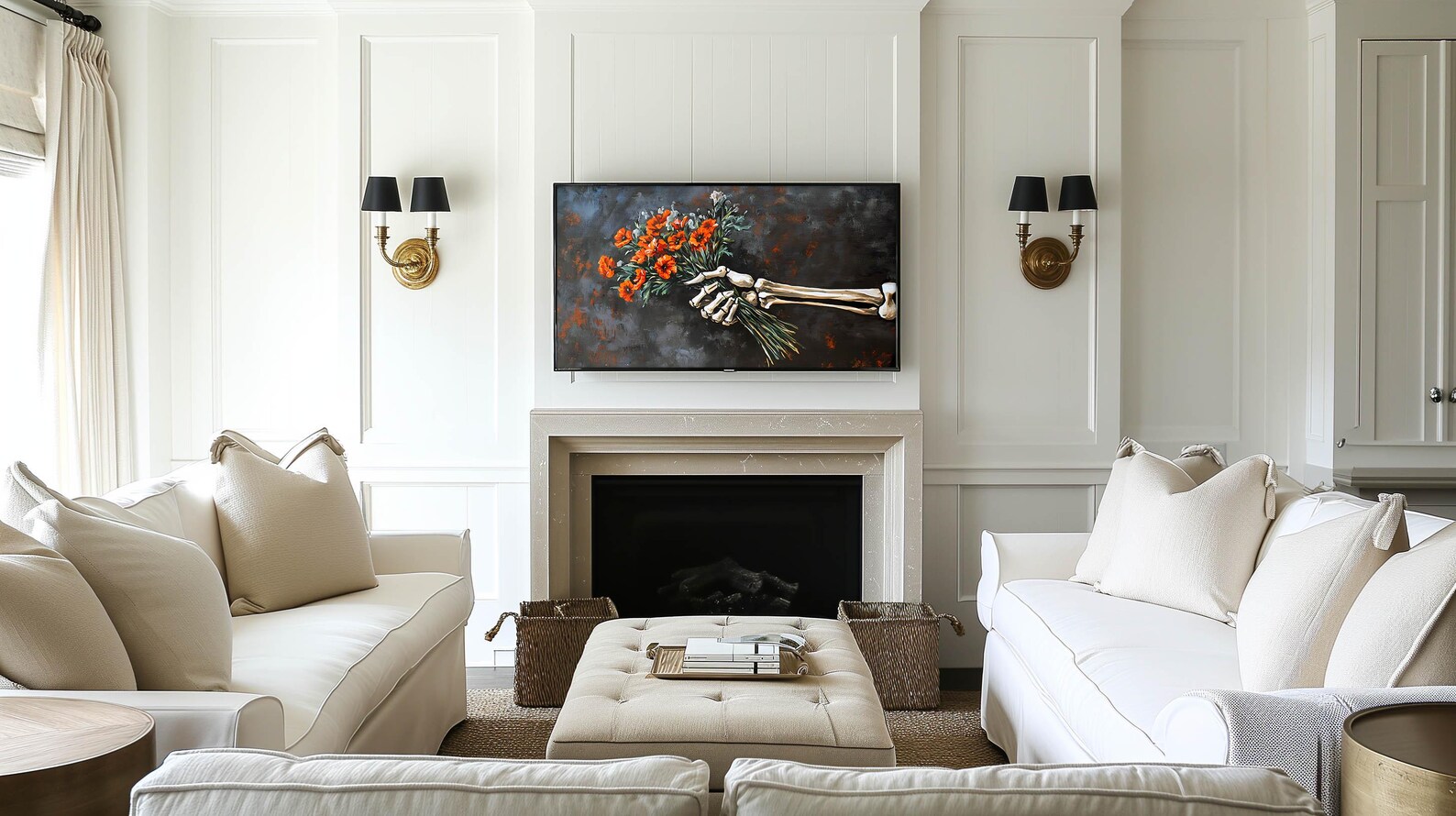 Halloween Frame Tv Art Spooky Skeleton Hand, Macabre Gothic Moody ...