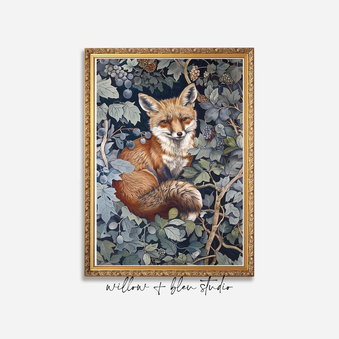 William Morris Fox Printable, Moody Woodland Botanical Art, Vintage ...