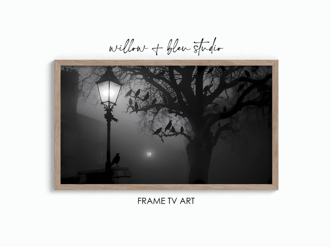Spooky Halloween Frame TV Art, Dark Foggy Night Street Scene, Eerie ...