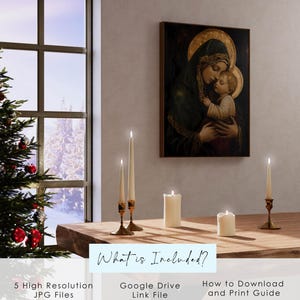 Vintage Christian Nativity Printable Wall Art, Mary Jesus Madonna ...