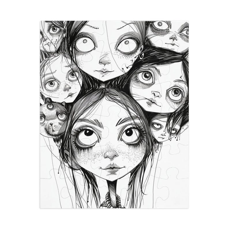 Black and White Multiple Personality Drawing Jigsaw Puzzle (30, 110 ...