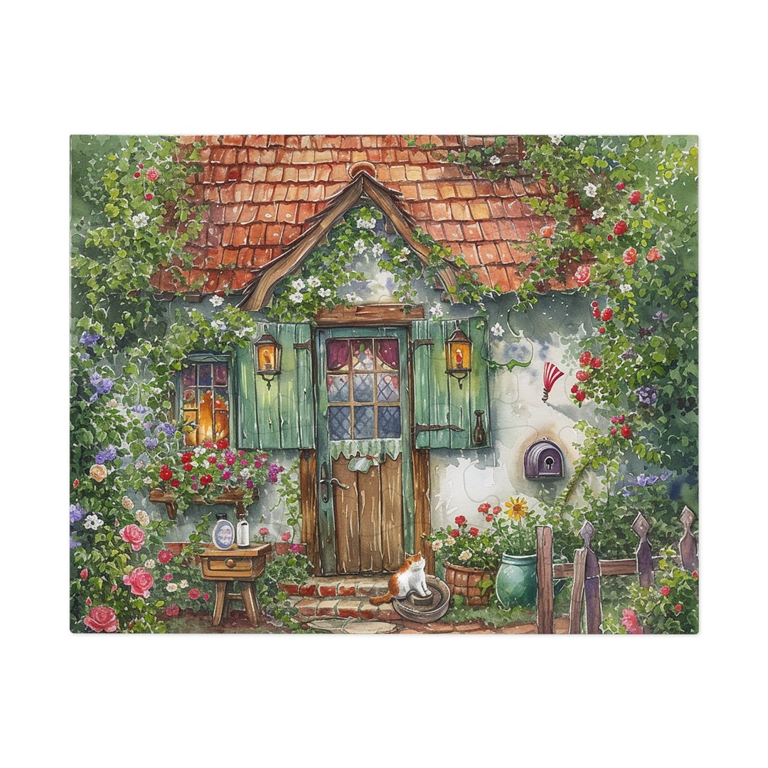 Country Cottage With Little Cat Jigsaw Puzzle (30, 110, 252, 500,1000 ...