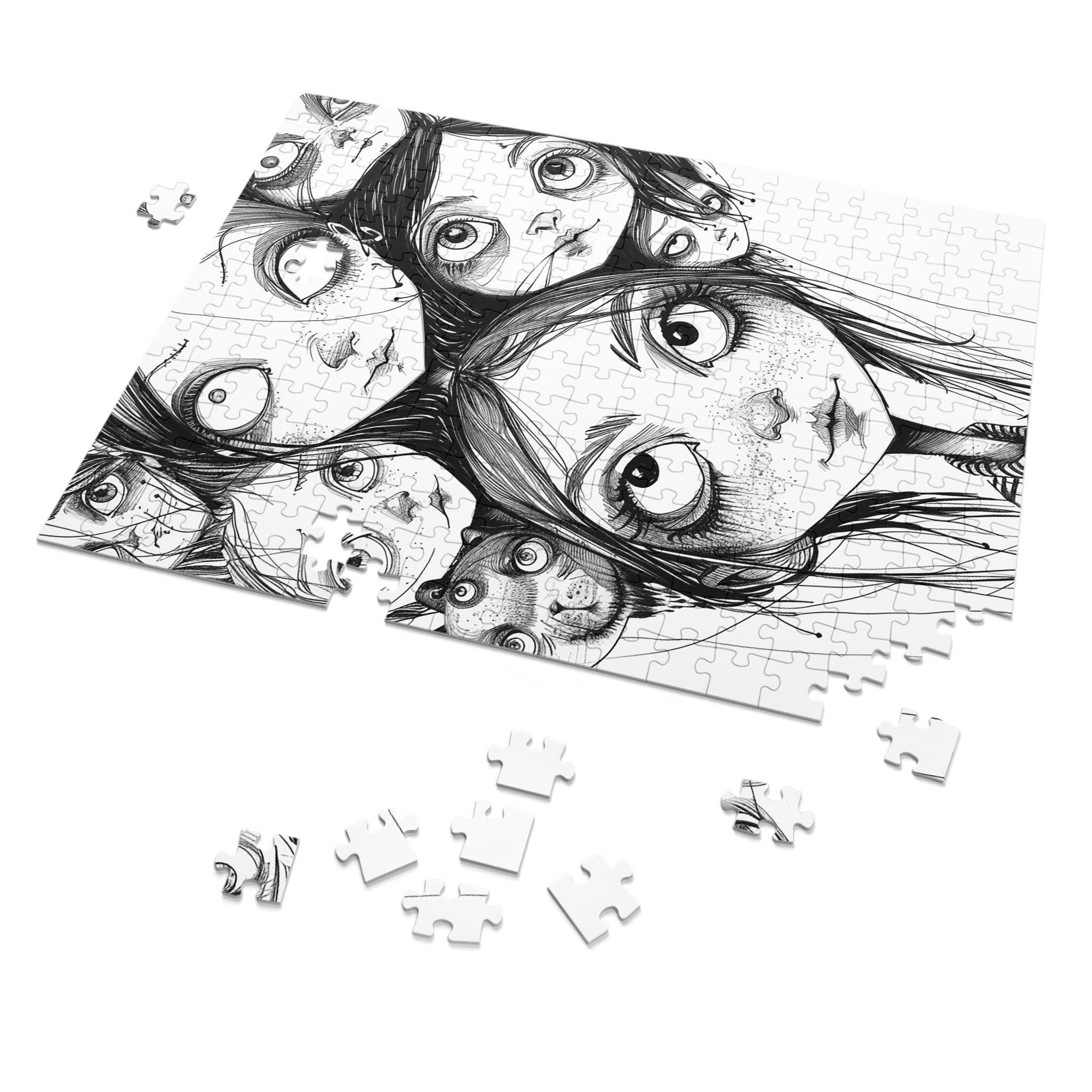 Black and White Multiple Personality Drawing Jigsaw Puzzle (30, 110 ...