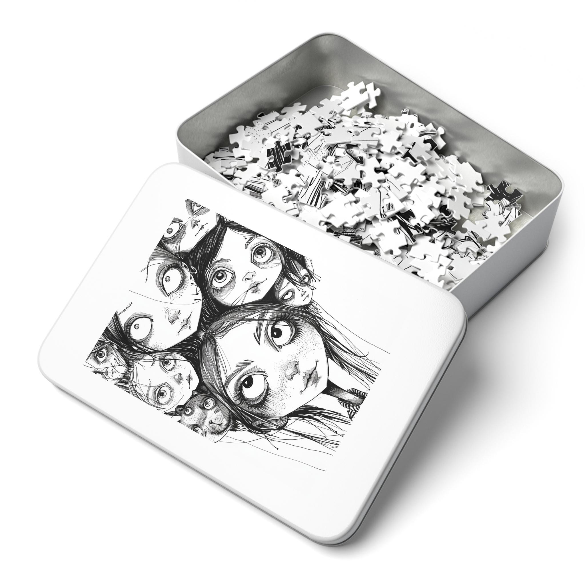 Black and White Multiple Personality Drawing Jigsaw Puzzle (30, 110 ...