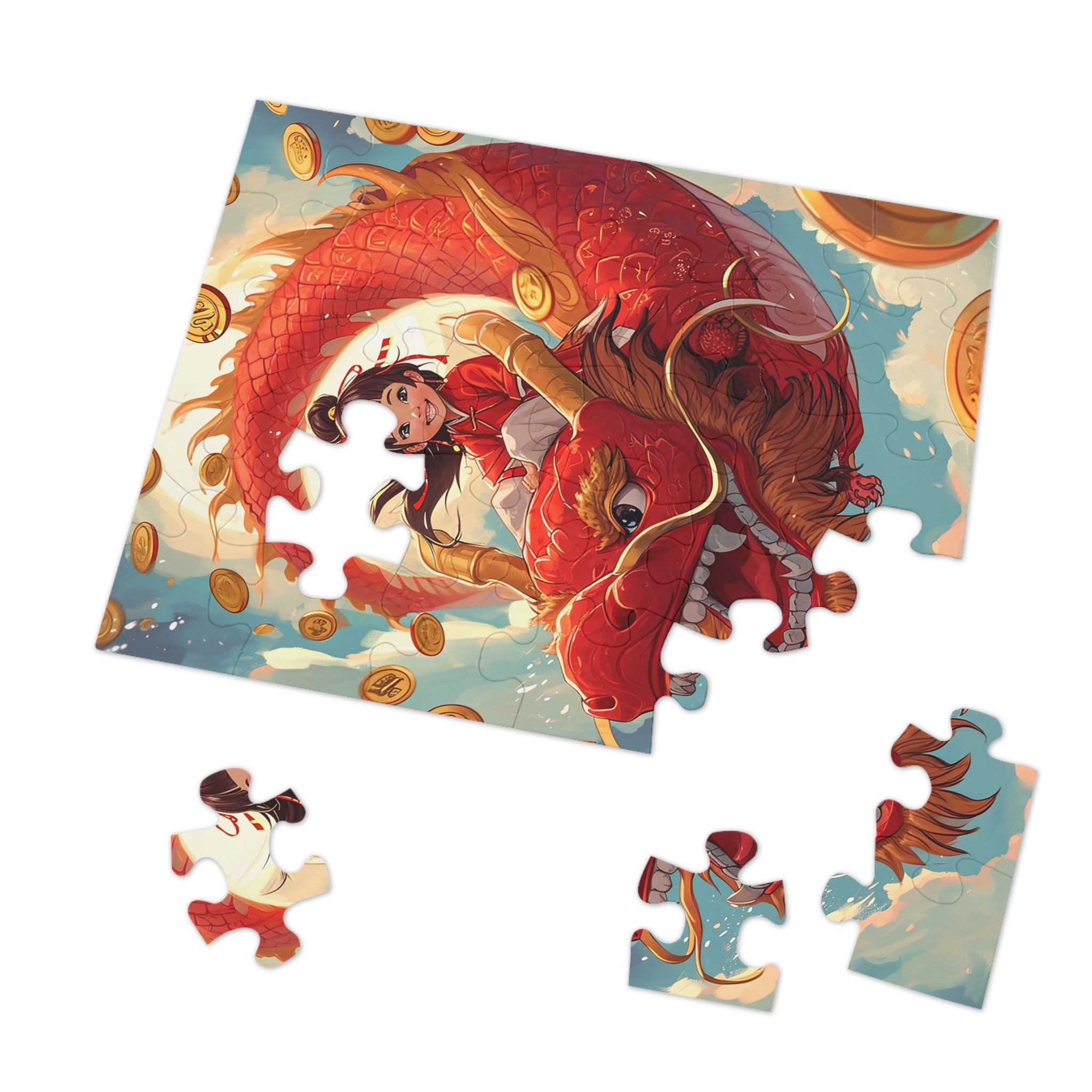 Riding the Red Chinese Dragon Jigsaw Puzzle (30, 110, 252, 500,1000 ...