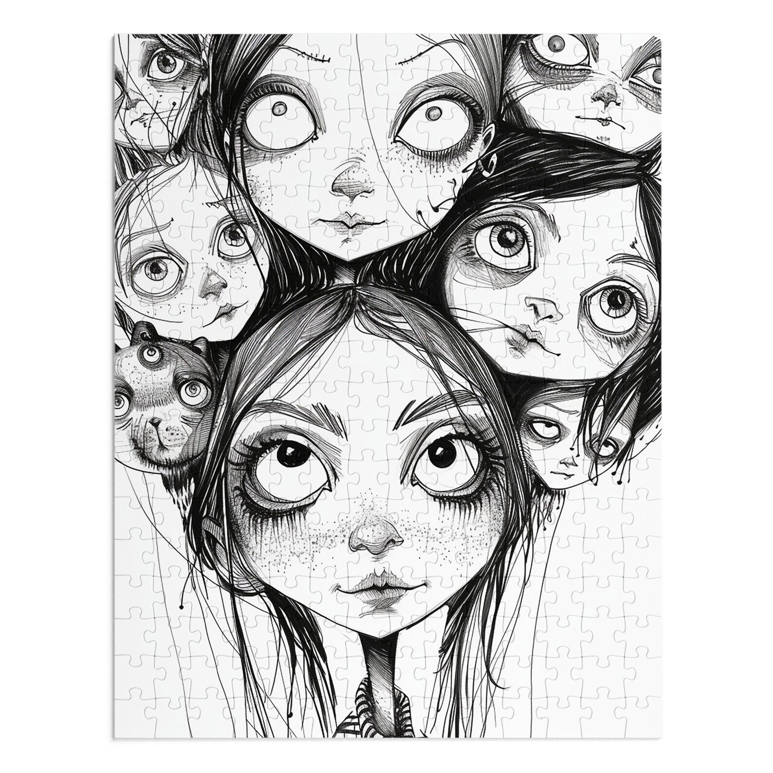 Black and White Multiple Personality Drawing Jigsaw Puzzle (30, 110 ...