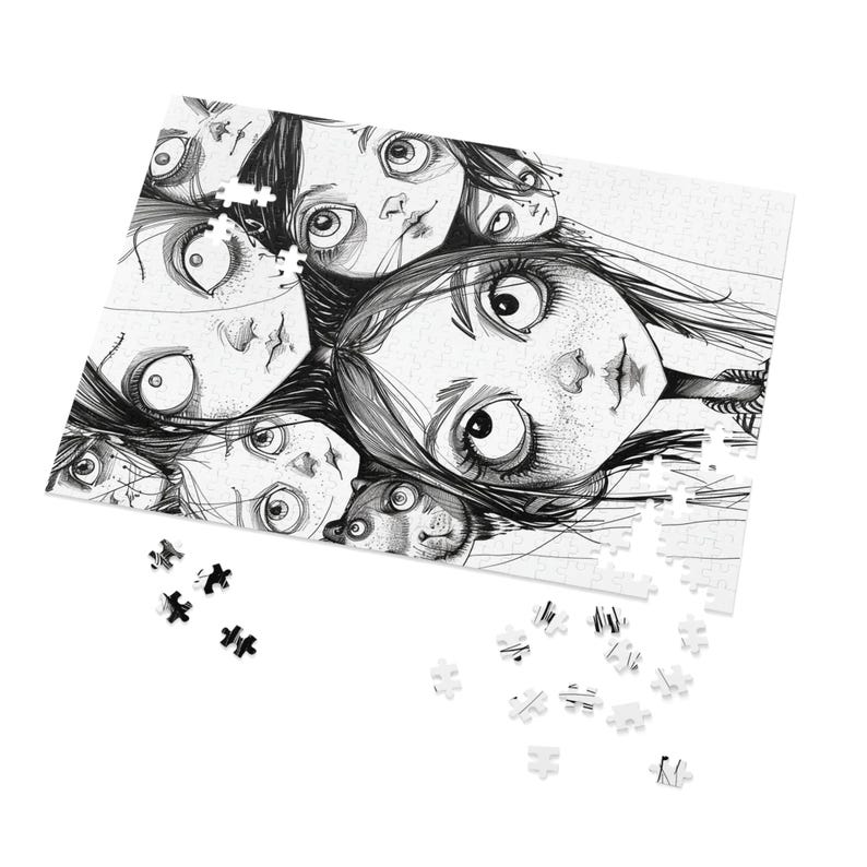 Black and White Multiple Personality Drawing Jigsaw Puzzle (30, 110 ...