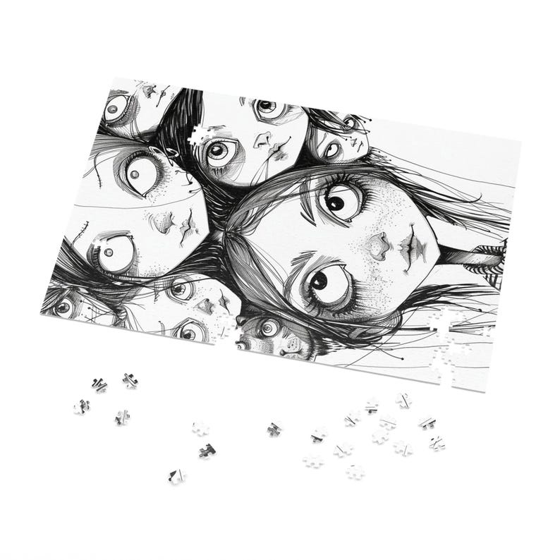 Black and White Multiple Personality Drawing Jigsaw Puzzle (30, 110 ...