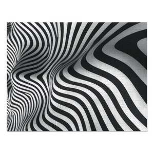 Black and White Wave Pattern Jigsaw Puzzle 30, 110, 252, 500,1000-piece ...