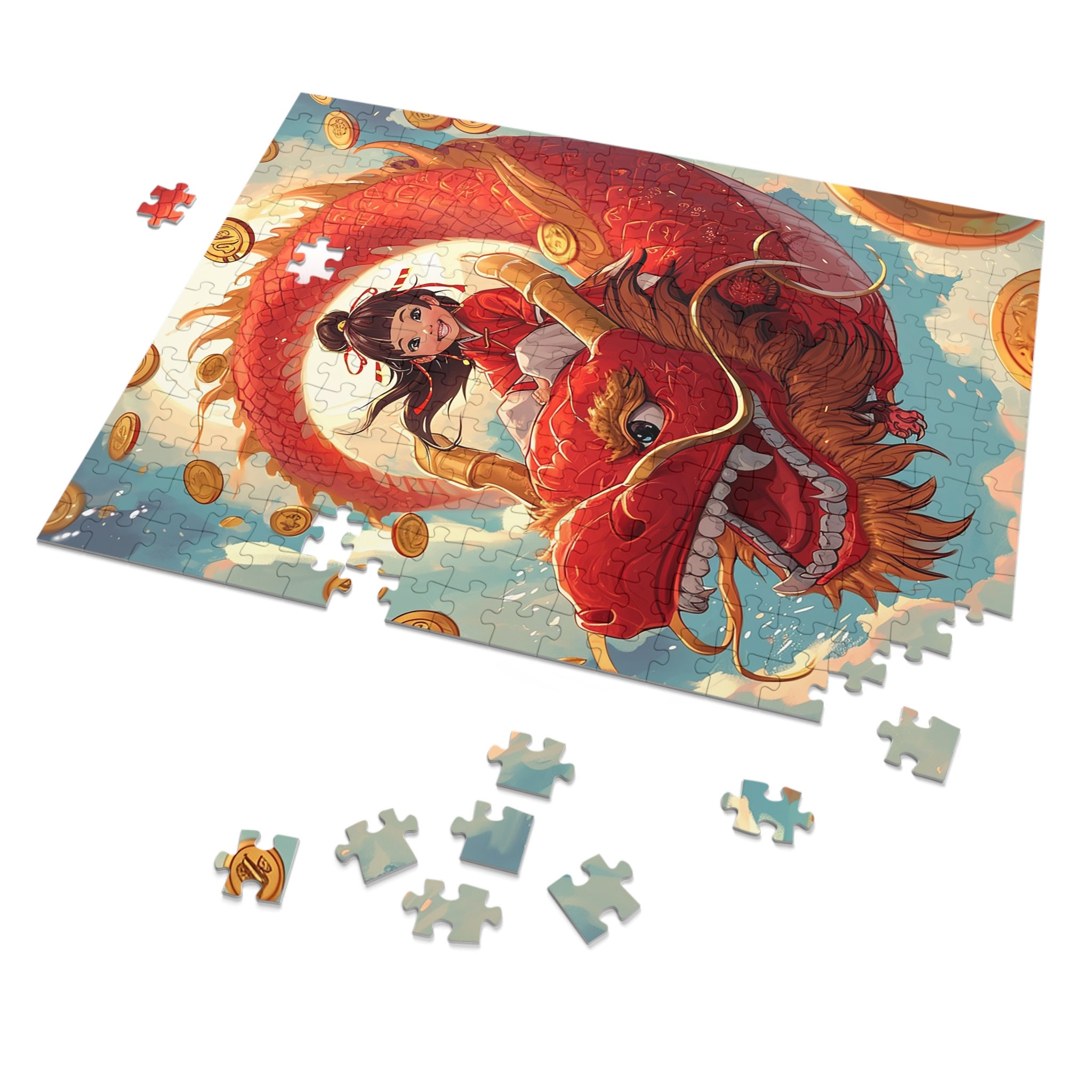 Riding the Red Chinese Dragon Jigsaw Puzzle (30, 110, 252, 500,1000 ...