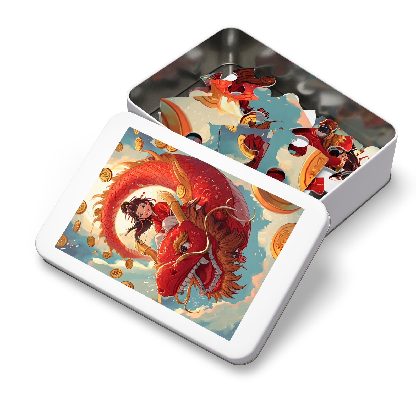 Riding the Red Chinese Dragon Jigsaw Puzzle (30, 110, 252, 500,1000 ...