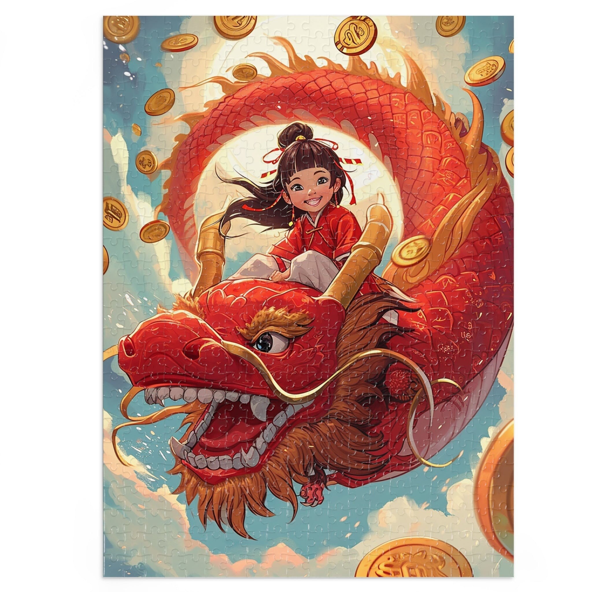 Riding the Red Chinese Dragon Jigsaw Puzzle (30, 110, 252, 500,1000 ...