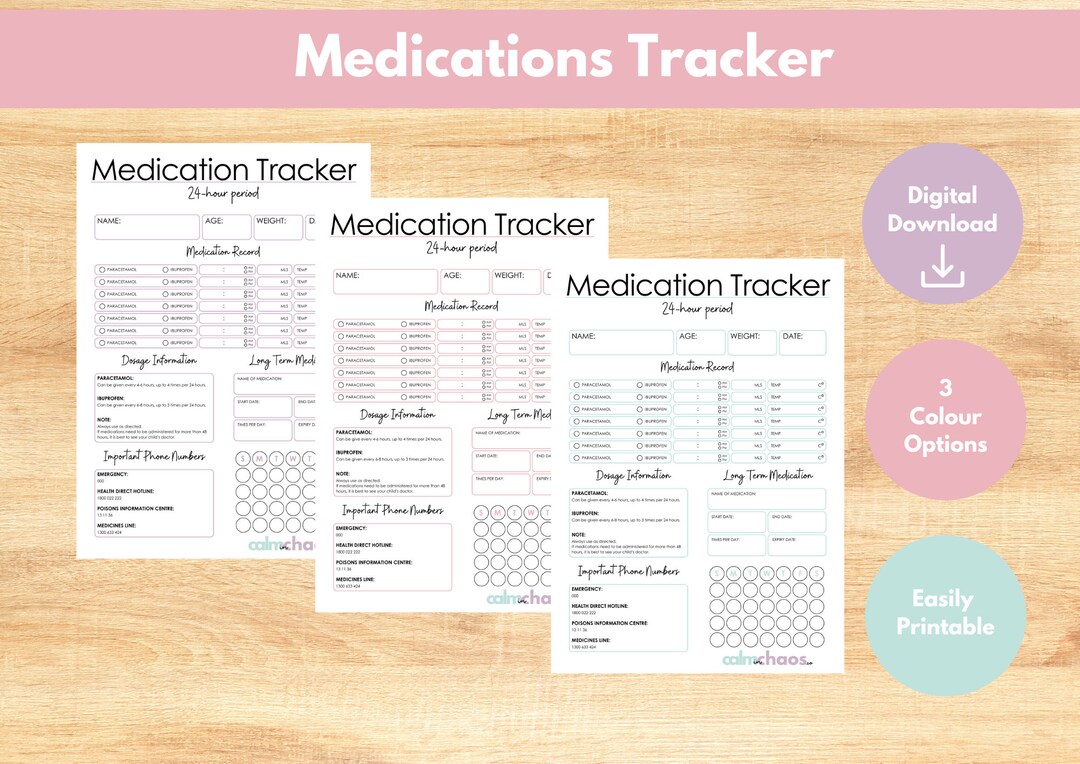 Children's Medication Tracker Printable PDF - Etsy