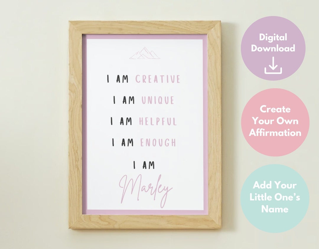 Positive Affirmations Wall Art for Kids | Nursery Decor | Customisable ...