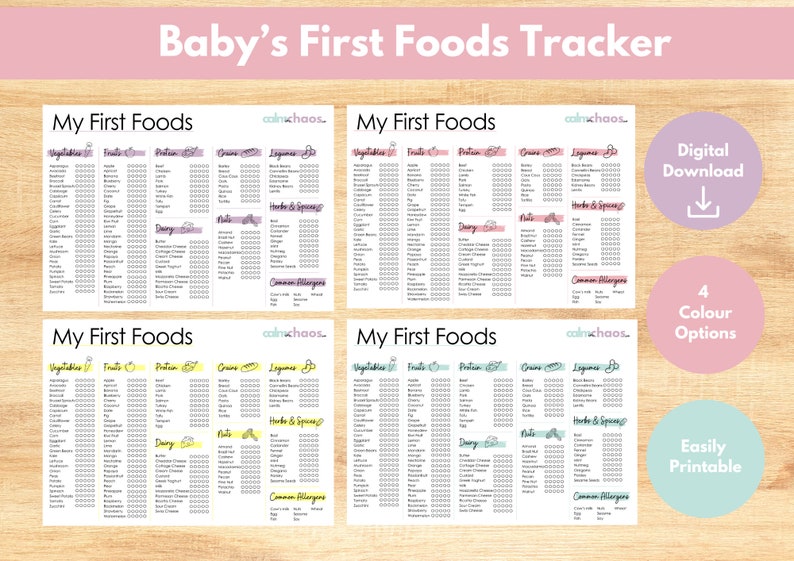 Baby's First Foods Tracker Printable PDF - Etsy