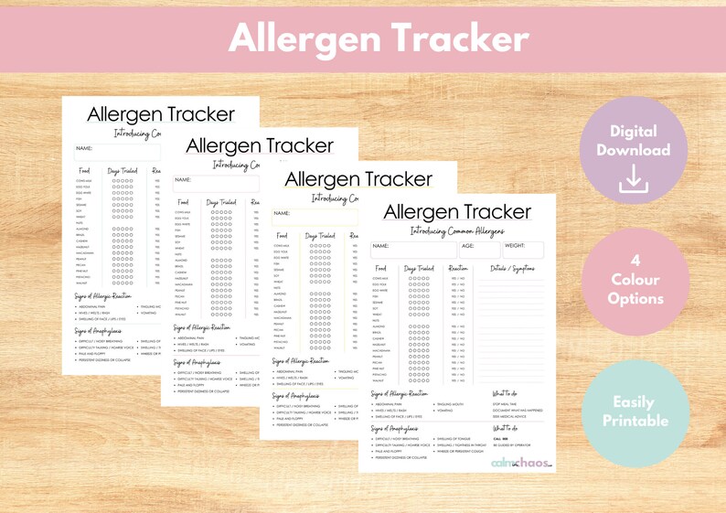 Baby's First Foods Allergen Tracker - Printable PDF - Etsy